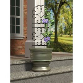 TRELLIS PANACEA 36" SCROLL POT BLACK